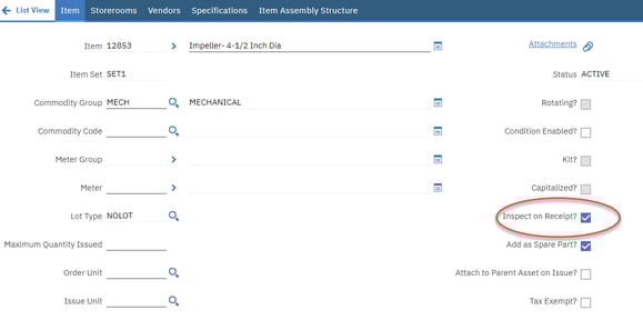 Maximo Inspection Forms extension for Procurement