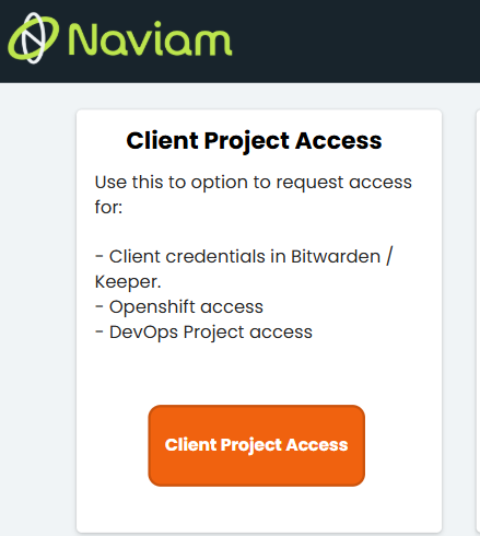 How to Request access for client credentials in bitwarden/keeper, openshift access and DevOps ...
